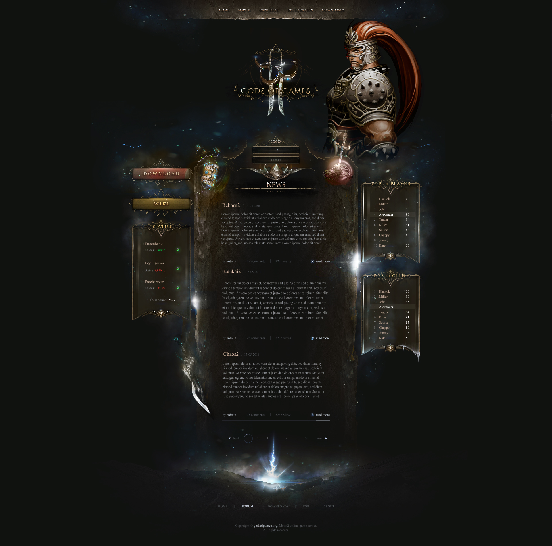 Free MMORPG Website Metin2 PSD - Pixelwork.pl