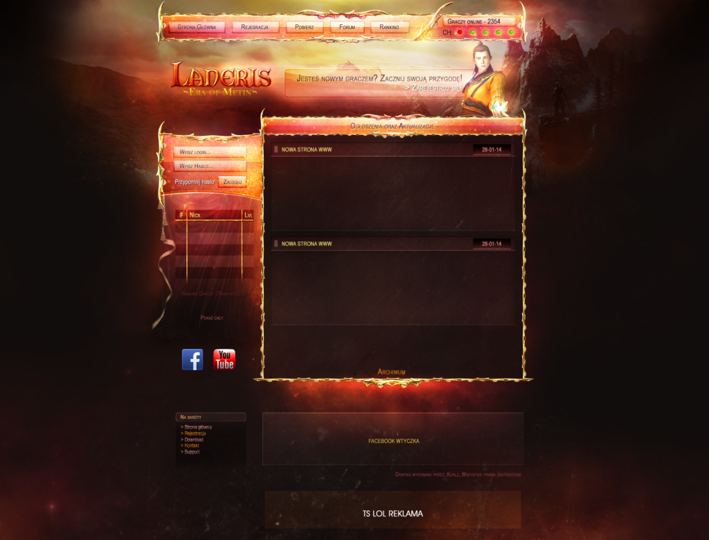 Free MMORPG Website Metin2 PSD - Pixelwork.pl