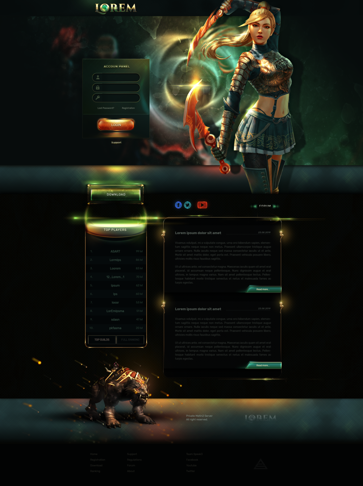 Metin2 Green Website [PSD Template] - Pixelwork.pl