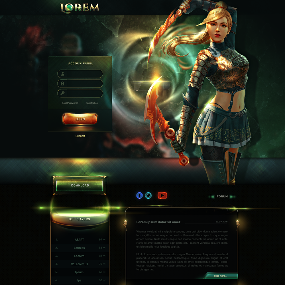 Metin2 Green Website [PSD Template] - Pixelwork.pl